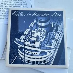 Dining | Hollandamerica Cruise Ship Delft Blue White Tile Coaster Cork ...